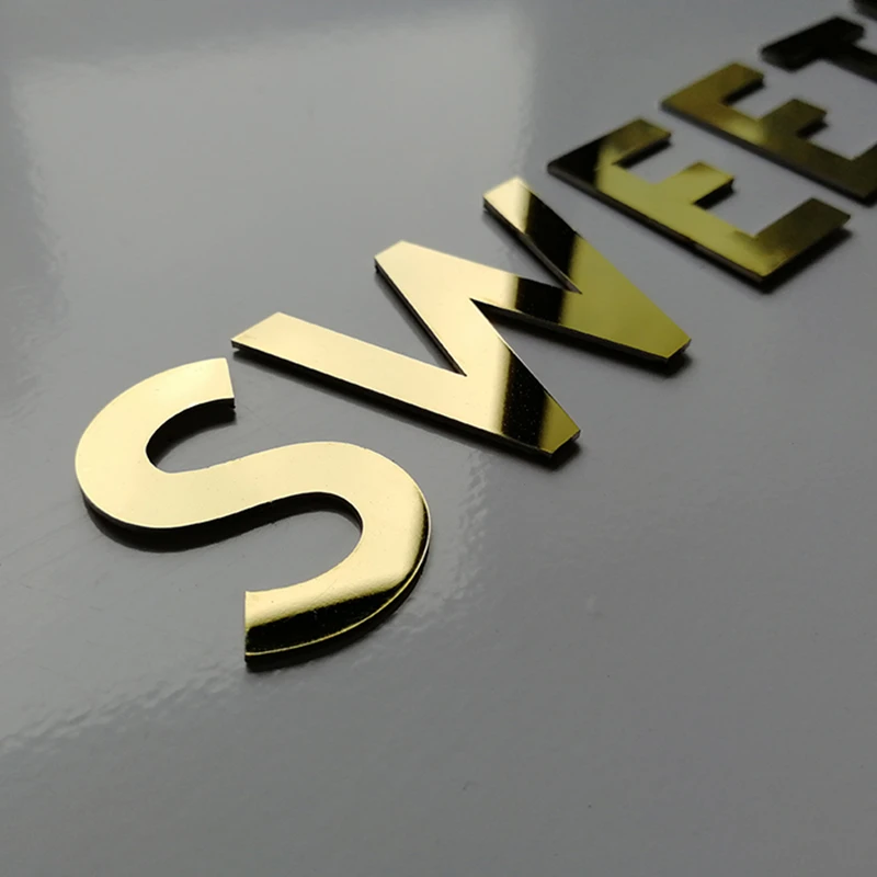 Laser Cut Manufactured Decorative Metal Word Mirror Rose Gold Letter ...