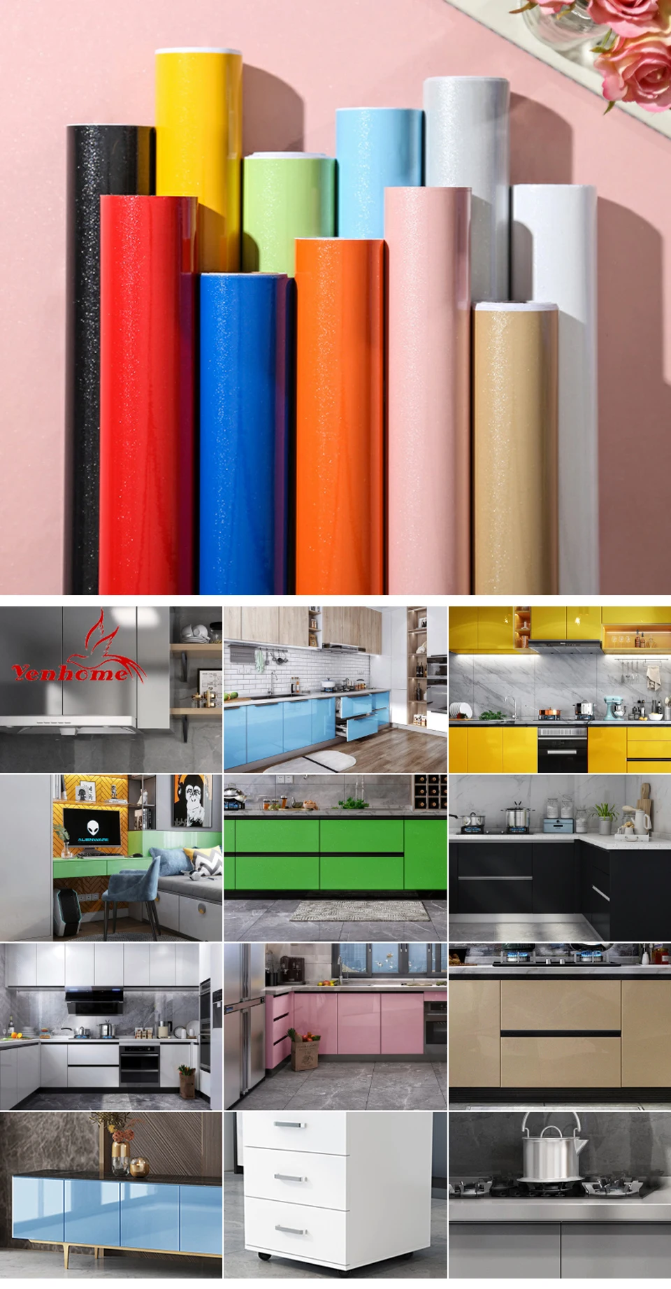 1m/2m Modern Living Room Furniture Desktop Waterproof Marble Wallpaper ...