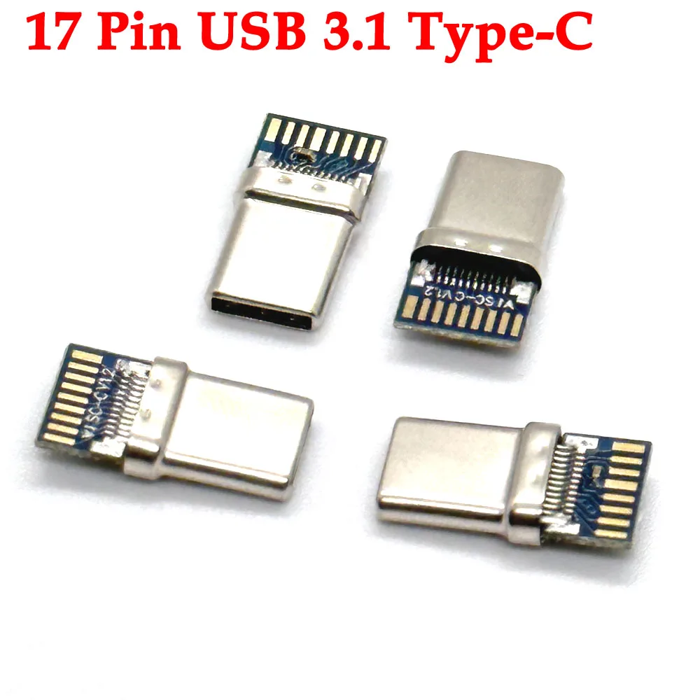 1pcs-USB-3-1-Type-C-Connector-17-Pins-Male-Socket-Receptacle-Adapter-to ...