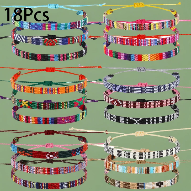 18Pcs/set Bohemian style surf bracelet Adjustable men's and women's all ...