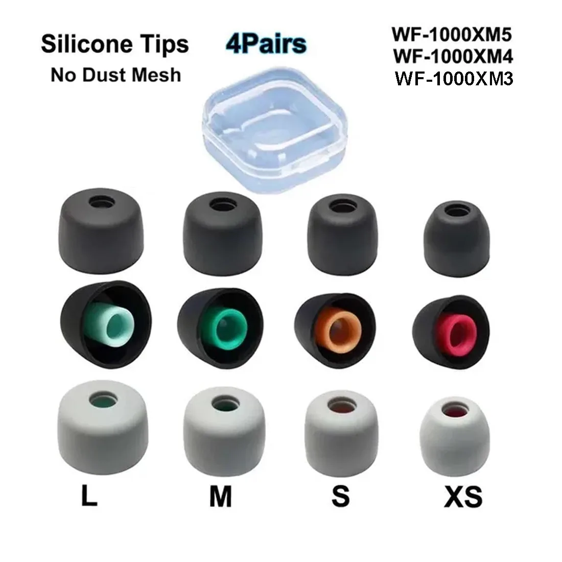 4Pair Silicone Ear Tips For Sony WF-1000XM5 WF-1000XM4 WF-1000XM3 ...