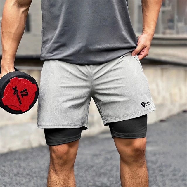 Bodybuilding & Fitness 2 in 1 Men's Double Layer Shorts - Men's Fitness ...