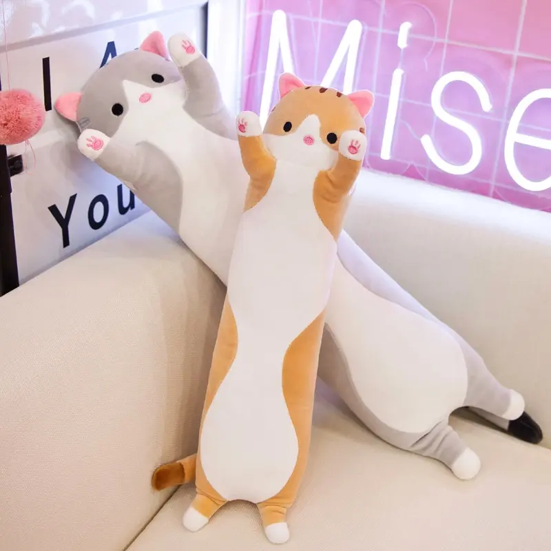 Cute-Long-Cat-Plush-Toys-70cm-Stuffed-Soft-Pause-Office-Nap-Doll-Bed ...