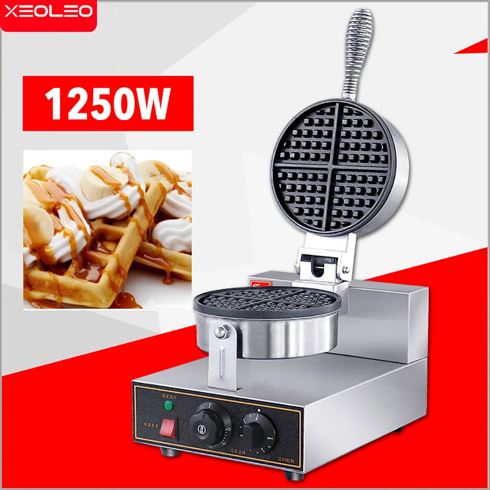 XEOLEO-1250W-Single-Head-Round-Electric-Waffle-Maker-Non-stick-Coating ...