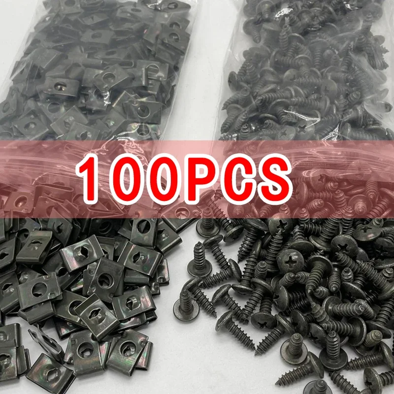 Mixed-Car-Motorcycles-Metal-Screw-Tapping-Fastener-Clip-U-Type-Clip ...