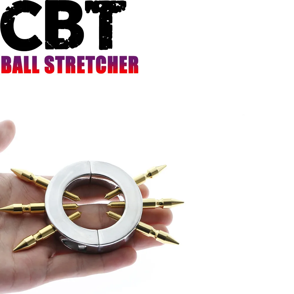 Bdsm Cbt Golden Spiked Ball Stretcher Scrotum Testis Pendant Exercise ...