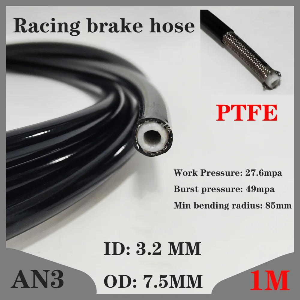Motorcycle AN3 1m/lot braided Stainless Steel PTFE brake line hose ...