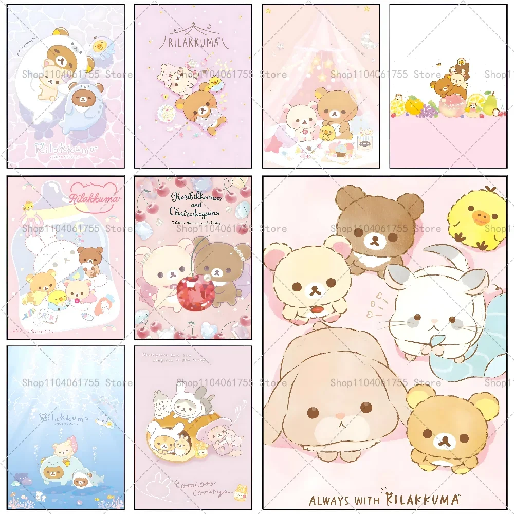 1PC Cartoon Cat Rilakkuma Poster Self-adhesive Art Waterproof Paper ...