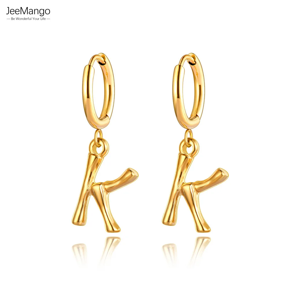 JeeMango-pendientes-de-aro-con-inicial-chapada-en-oro-de-18K-para-mujer ...