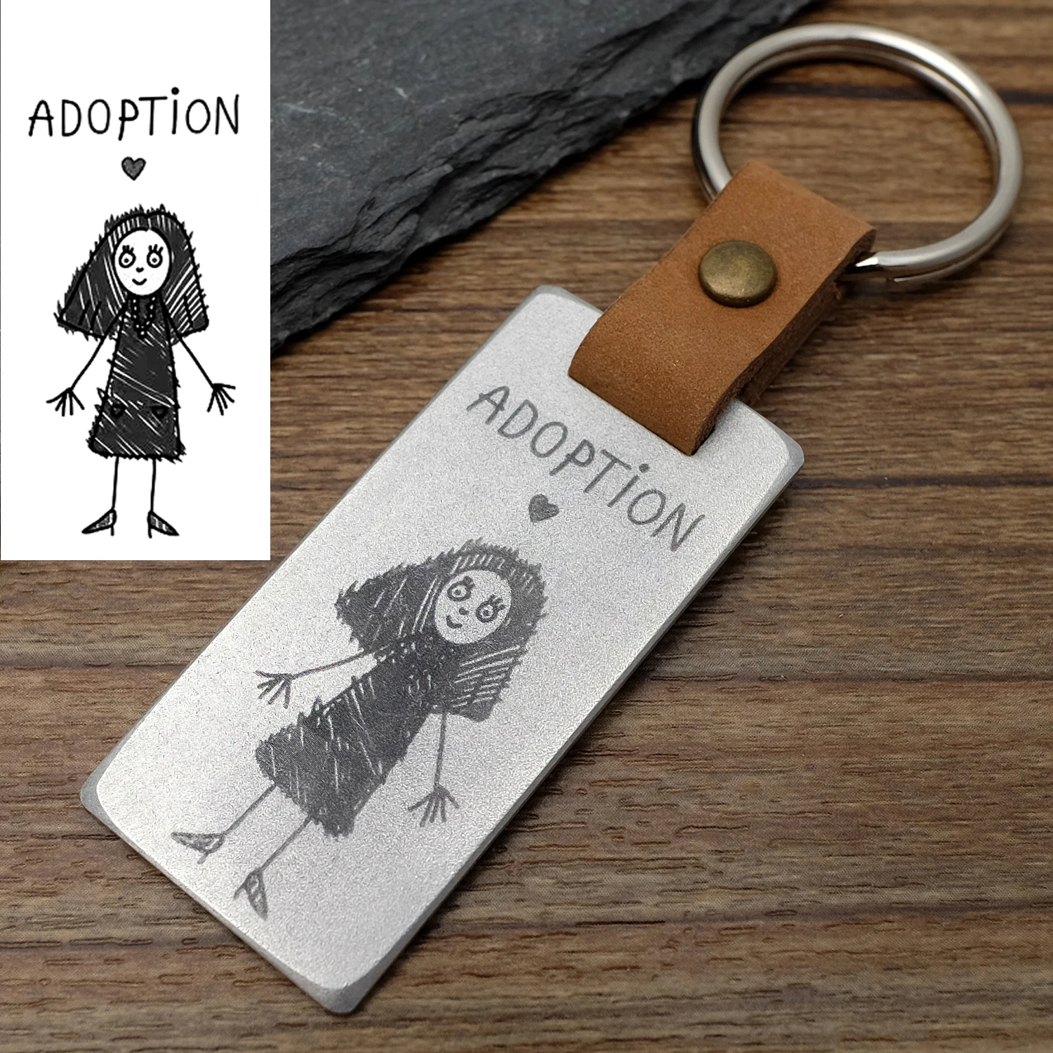 Kids Drawing Keychain Custom Photo Key Chain Child Art Keychain ...