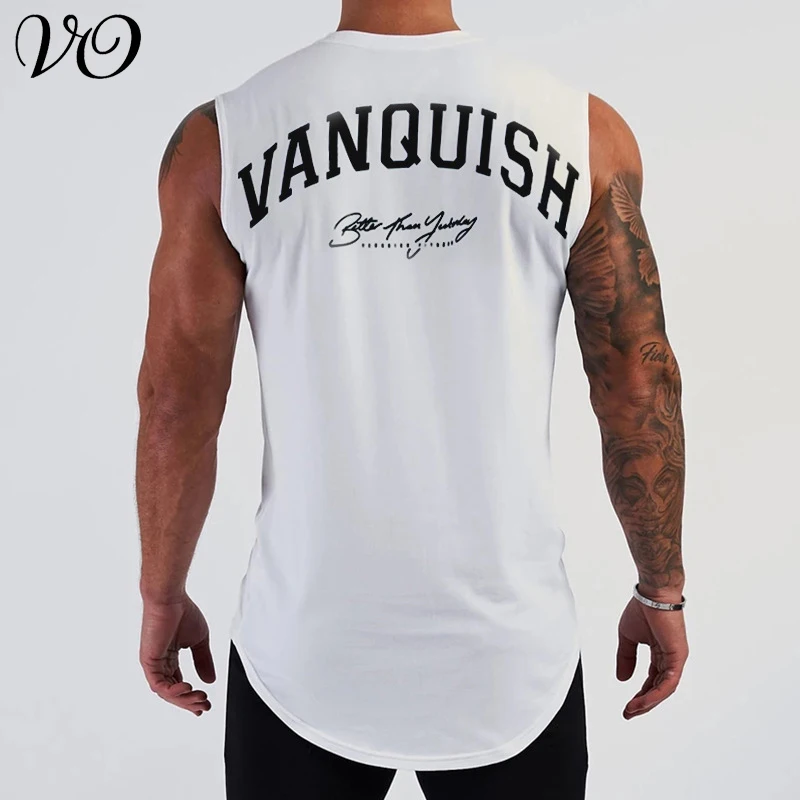 Camiseta sin mangas con cuello redondo para hombre, chaleco deportivo de algodón para correr ...