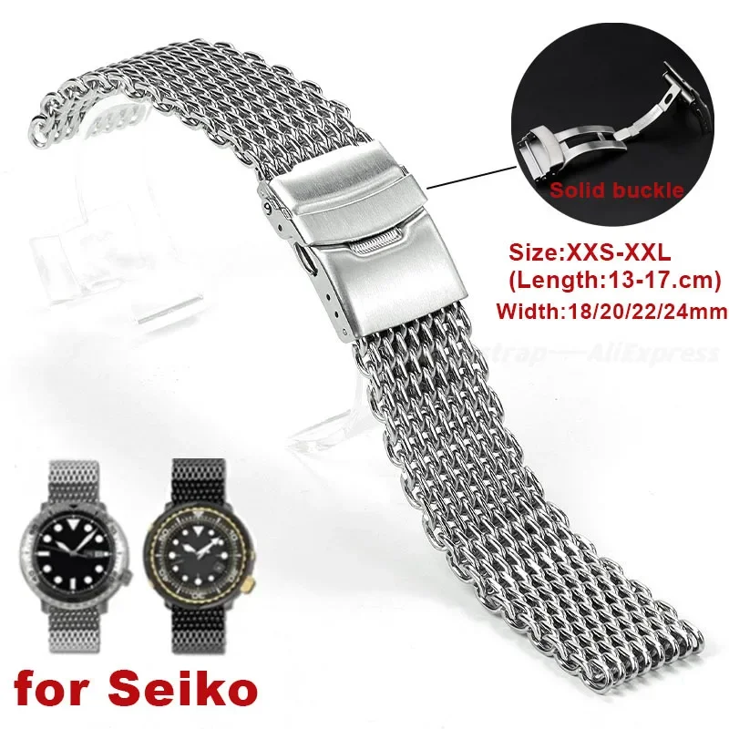 18-20-22-24mm-Shark-Mesh-Milanese-Strap-for-Seiko-for-Omega-Watch-Band ...