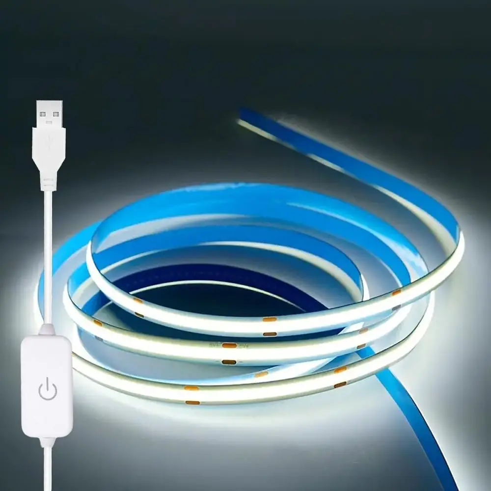 LED COB Light Strip Touch Dimmer Flexible Diode Tape 5V USB Linear ...
