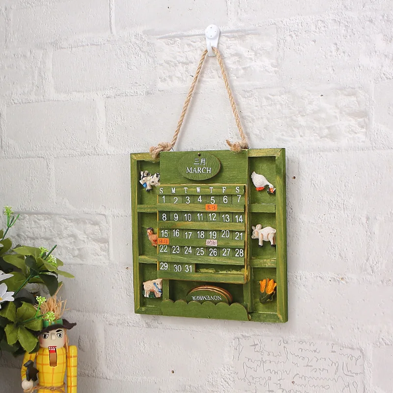 Calendario rústico de madera, bloque de escritorio, figura de Animal ...