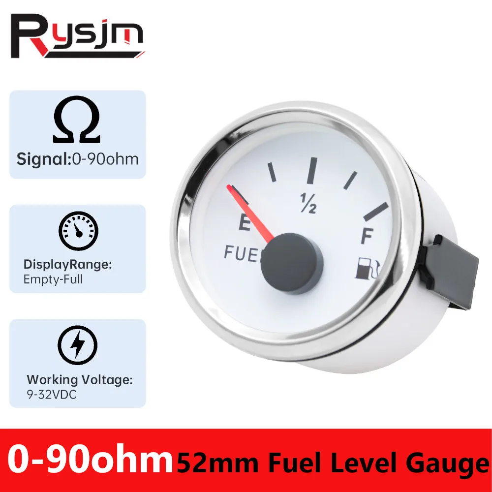 HD Custom 0-90ohm Fuel Level Gauge 2" 52mm Pointer Fuel Gauge with Red ...