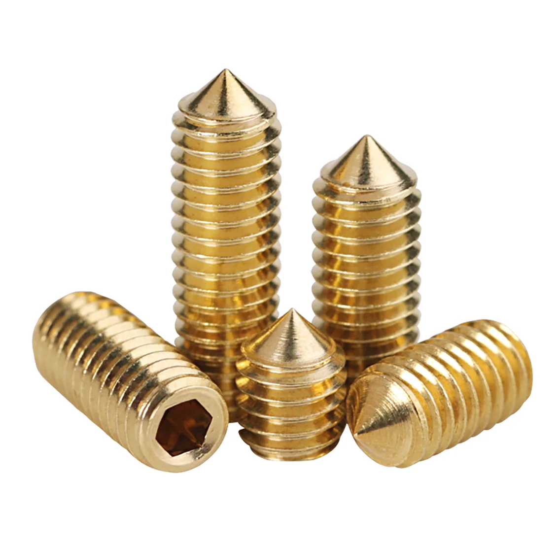 M3 M4 M5 M6 Brass Cone Point Hex Hexagon Socket Set Screws Copper Grub ...