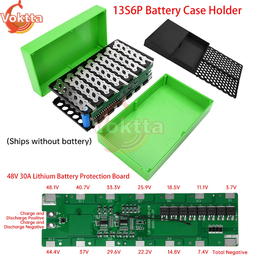 13S6P Battery Case Holder 18650 Battery Holder Nickel Strip 48V 30A ...