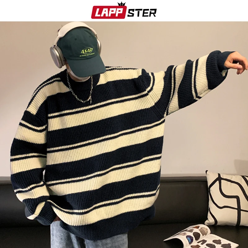 LAPPSTER-Winter-Korean-Fashions-Vintage-Striped-Sweaters-Y2k-Streetwear ...