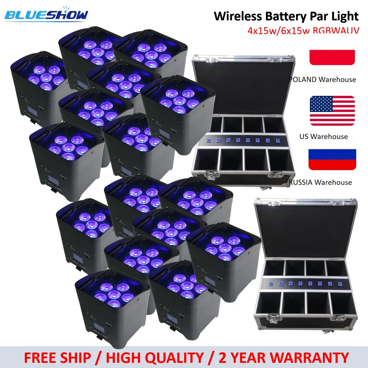 0 Tax Wireless Battery Powered Par Light Flightcase 6x18w Rgbwauv 6in1 ...