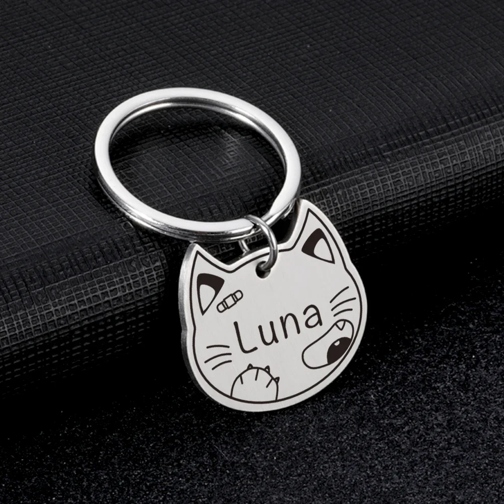 Personalized-Cat-ID-Tag-Anti-lost-Pet-Name-Tags-Cat-Face-Plates-Free ...