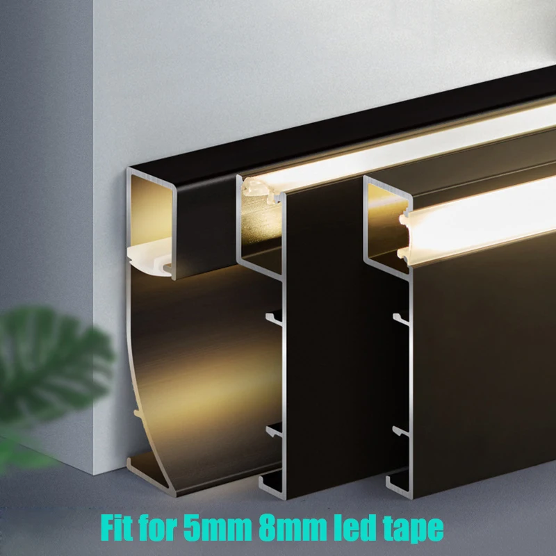 0.5m/1m H50mm Rodapé Alumínio LED Perfil Linha de Rodapé Strip Light ...