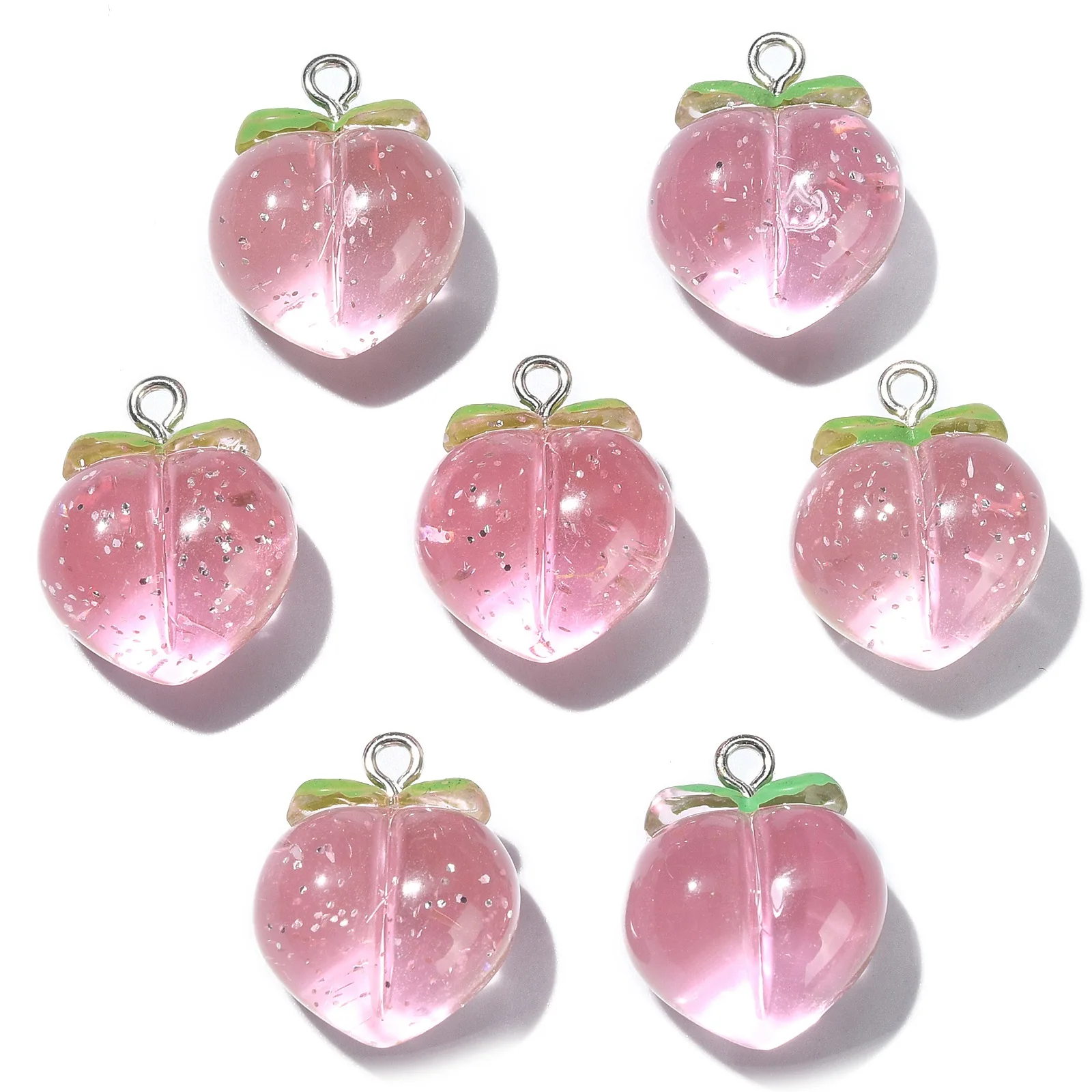 Pandahall-10Pcs-3D-Pink-Peach-Charms-Cute-Fruit-Flatback-Charms-with ...