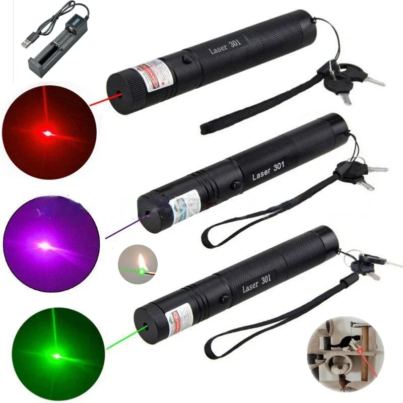 100MW high-power camping indicator pen 301 red green blue purple laser ...