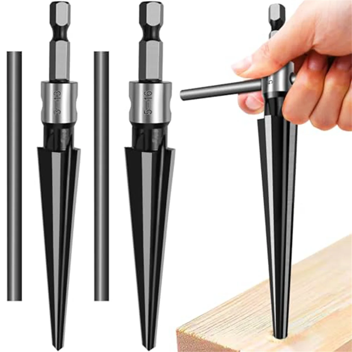 2-Piece-Hand-Drill-Bit-2-Purposetapered-Reamer-6-Slot-Hex-Reamer-5-16mm ...