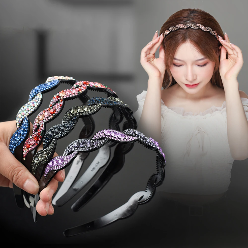 Hairband-Non-slip-Bezel-Rhinestone-Flower-Ripple-Crystal-Hair-Hoop ...