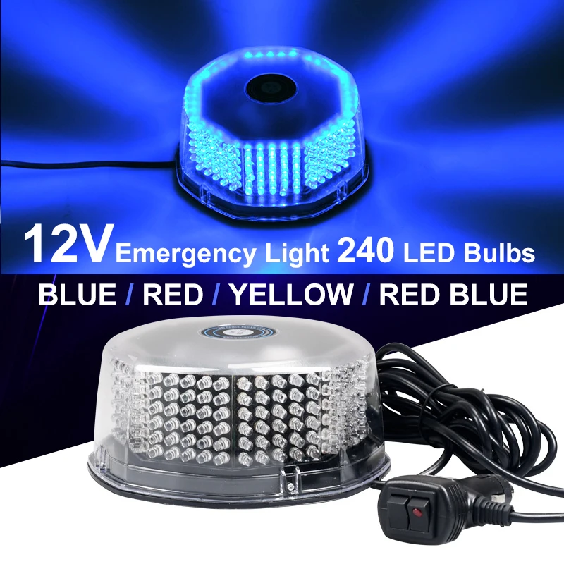 Fccemc 240 Led Bulbs Emergency Light With Magnet Car Strobe Warning Light Roof Top Rotating ...
