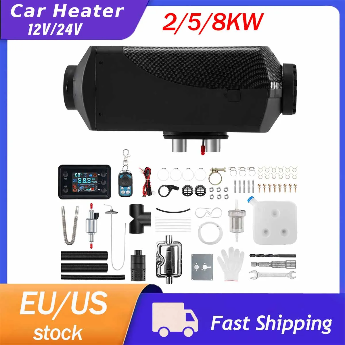2/5/8kw Diesel Luchtverwarmer 12V/24V 10l Tank W Lcd Afstandsbediening ...