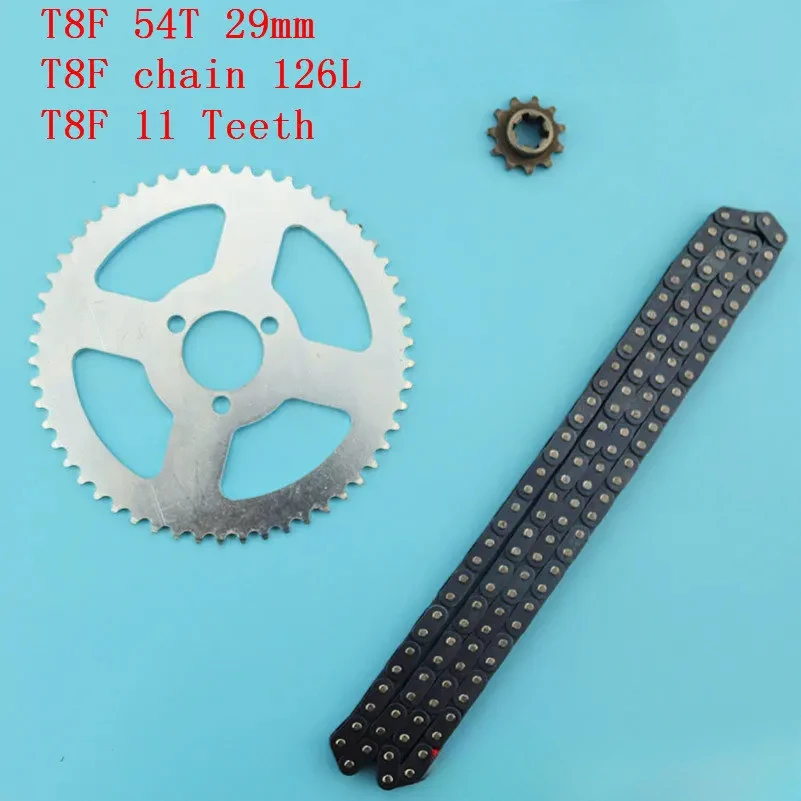 T8F-29mm-54T-Gear-11T-Rear-Sprocket-126j-Chain-fit-mini-moto-quad-atv-2 ...
