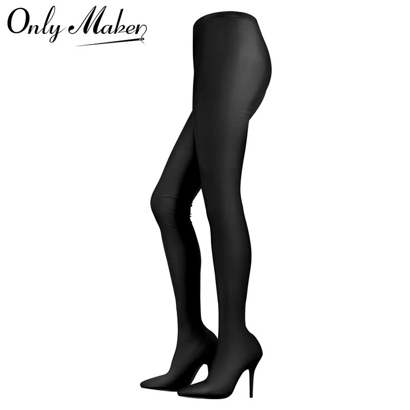 Onlymaker Women Black Stocking Boots Stretch Stiletto Pant Boot In ...
