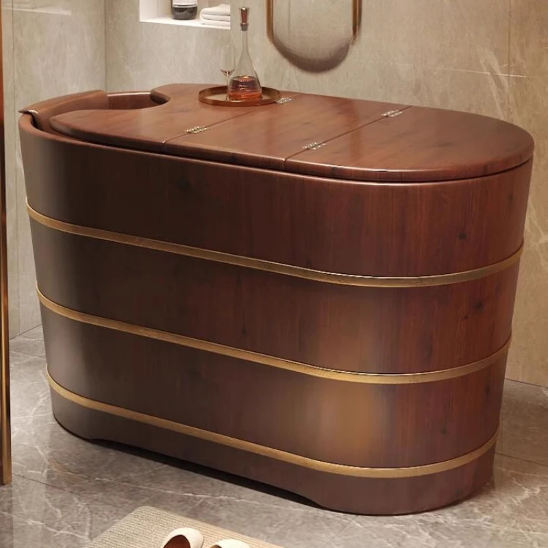 High-Deep-Wooden-Bucket-Bath-Adult-Household-Adult-Steam-Bucket ...