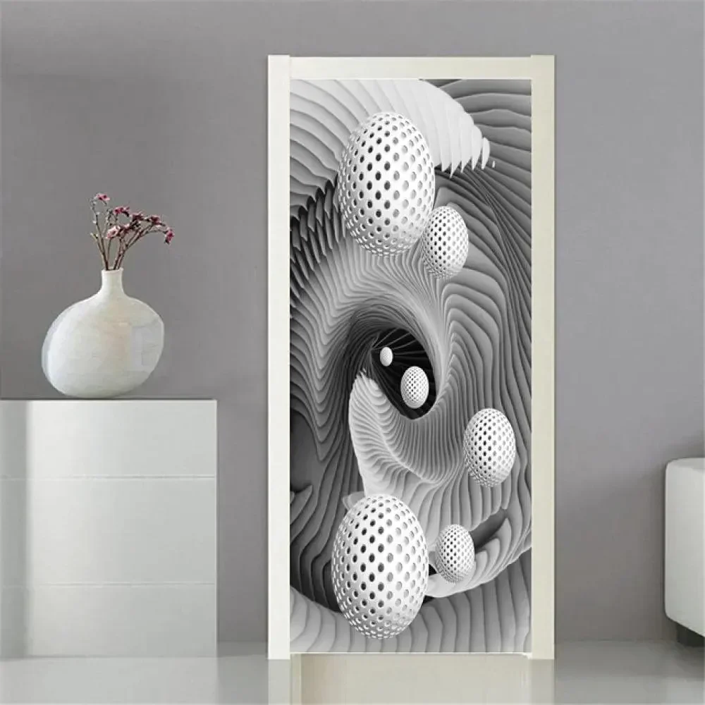 3D-Space-Sphere-Door-Stickers-Wallpaper-Solid-Geometry-Sticker-Mural ...