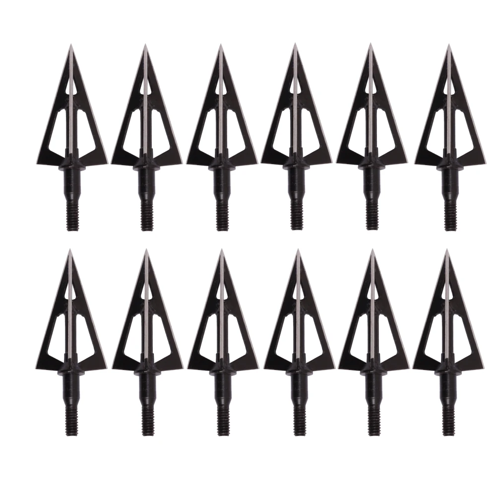 6/12pcs Hunting 3 Blades Arrowhead Steel 100grain Broadheads Arrow Tip ...