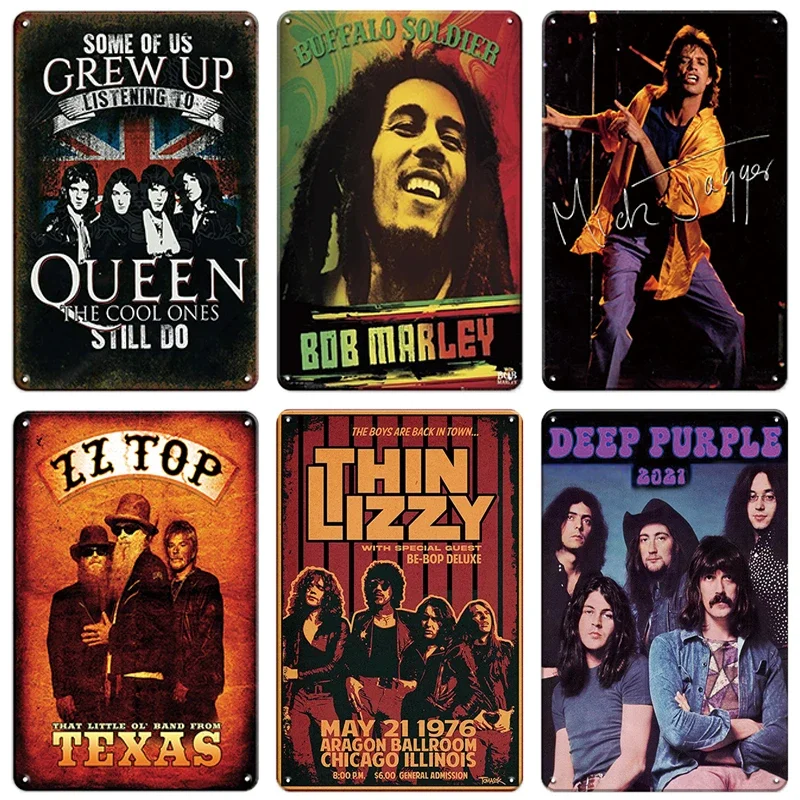 Retro Famous Rock Band Sign Metal Tin Sign Roll Metal Plaque Plate For ...
