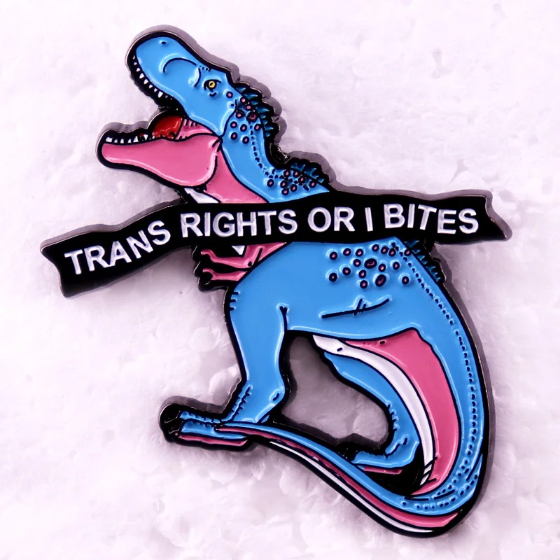 Trans-Rights-or-I-Bites-Badge-T-Rex-Animal-Enamel-Pin-LGBT-Brooch ...