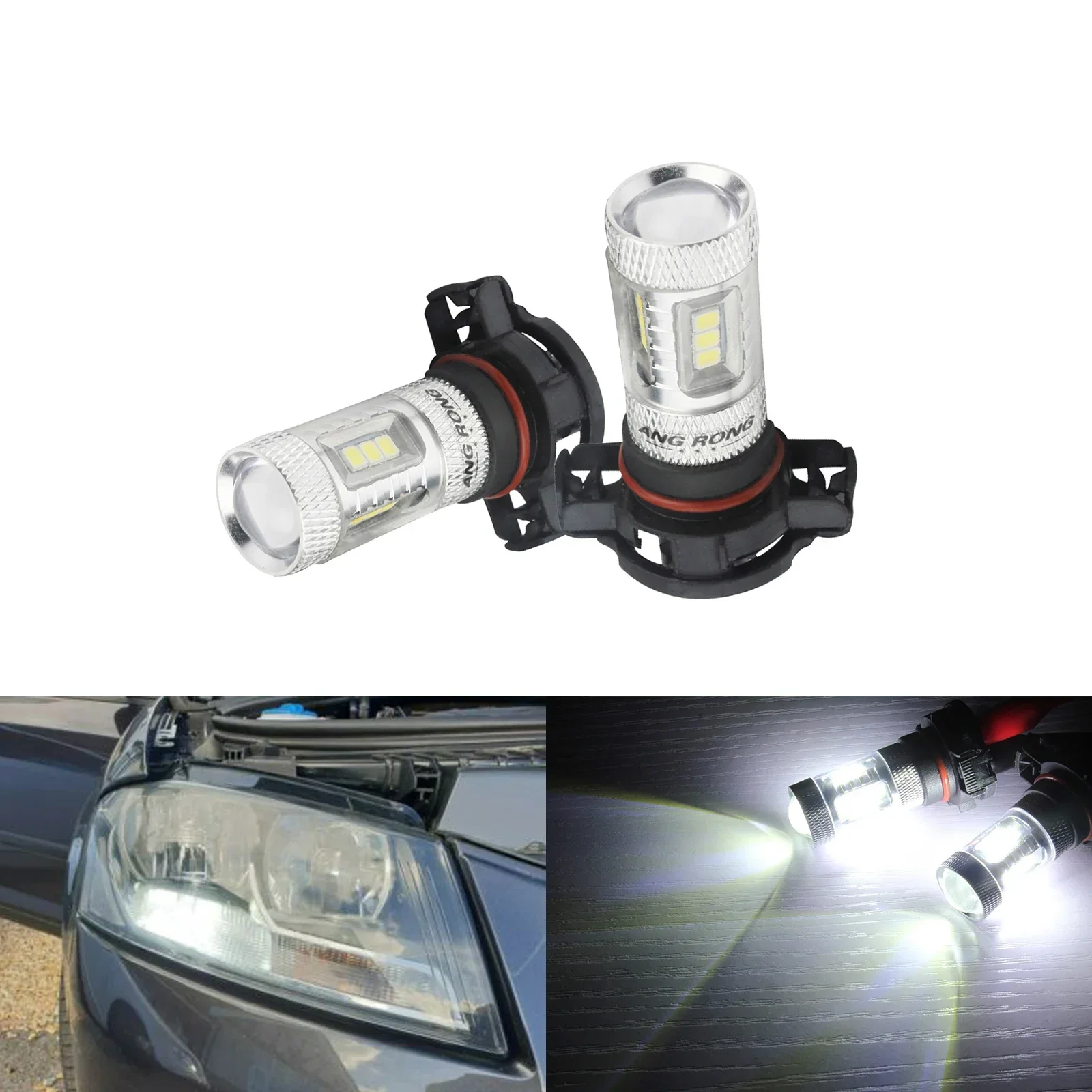 ANGRONG 2x H16 PS19W LED SideLight Daytime Light DRL 5202 Bulb White ...