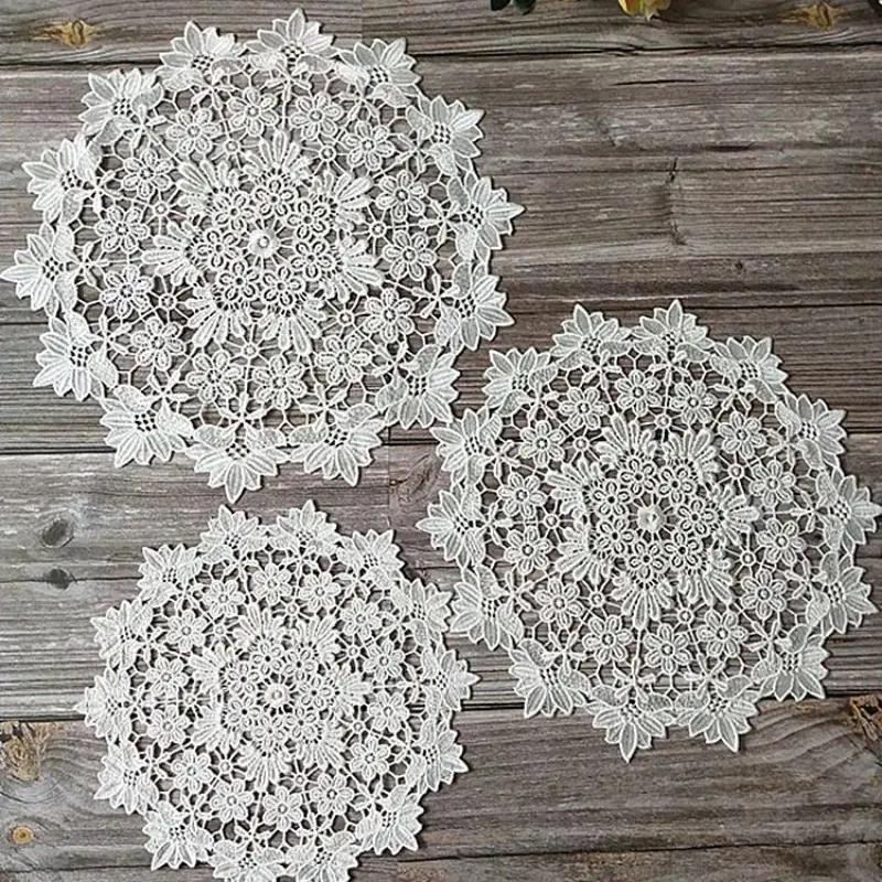 Popular-Luxury-White-Round-Embroidered-Tablecloth-Coffee-Coaster-Cotton ...