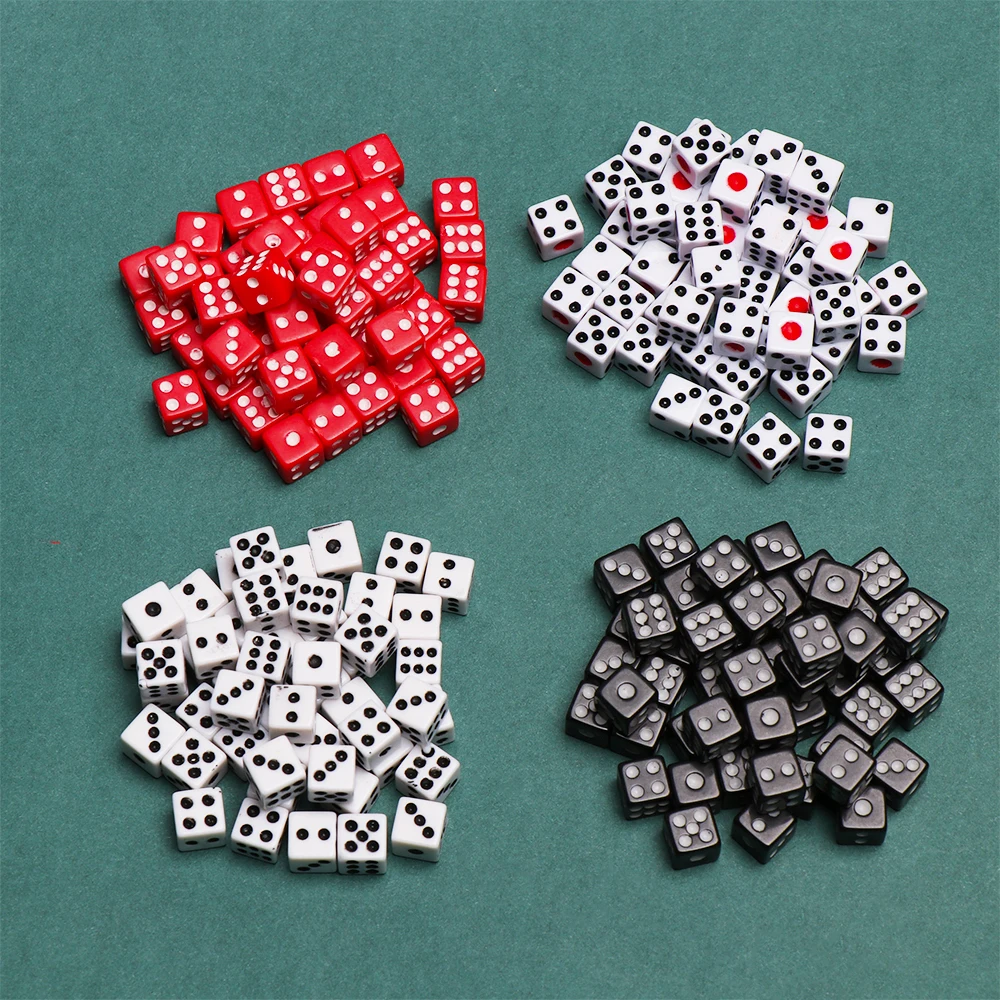 50Pcs-Lot-Dices-8mm-3colors-Plastic-White-Gaming-Dice-Standard-Six ...