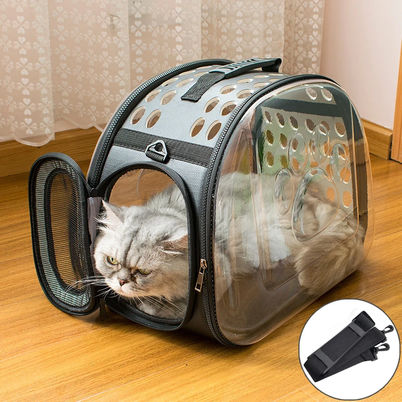 Clear Cat Carrier Hard Cat Bag Collapsible Portable Small Pet Carrier ...