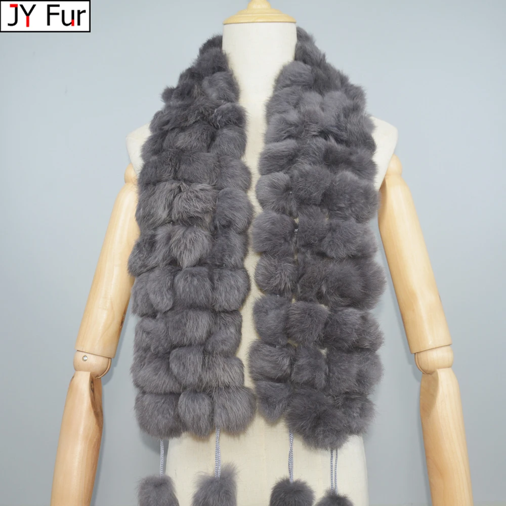 2024-Winter-Women-Genuine-Fur-Scarf-Real-Rex-Rabbit-fur-Balls-Scarves ...