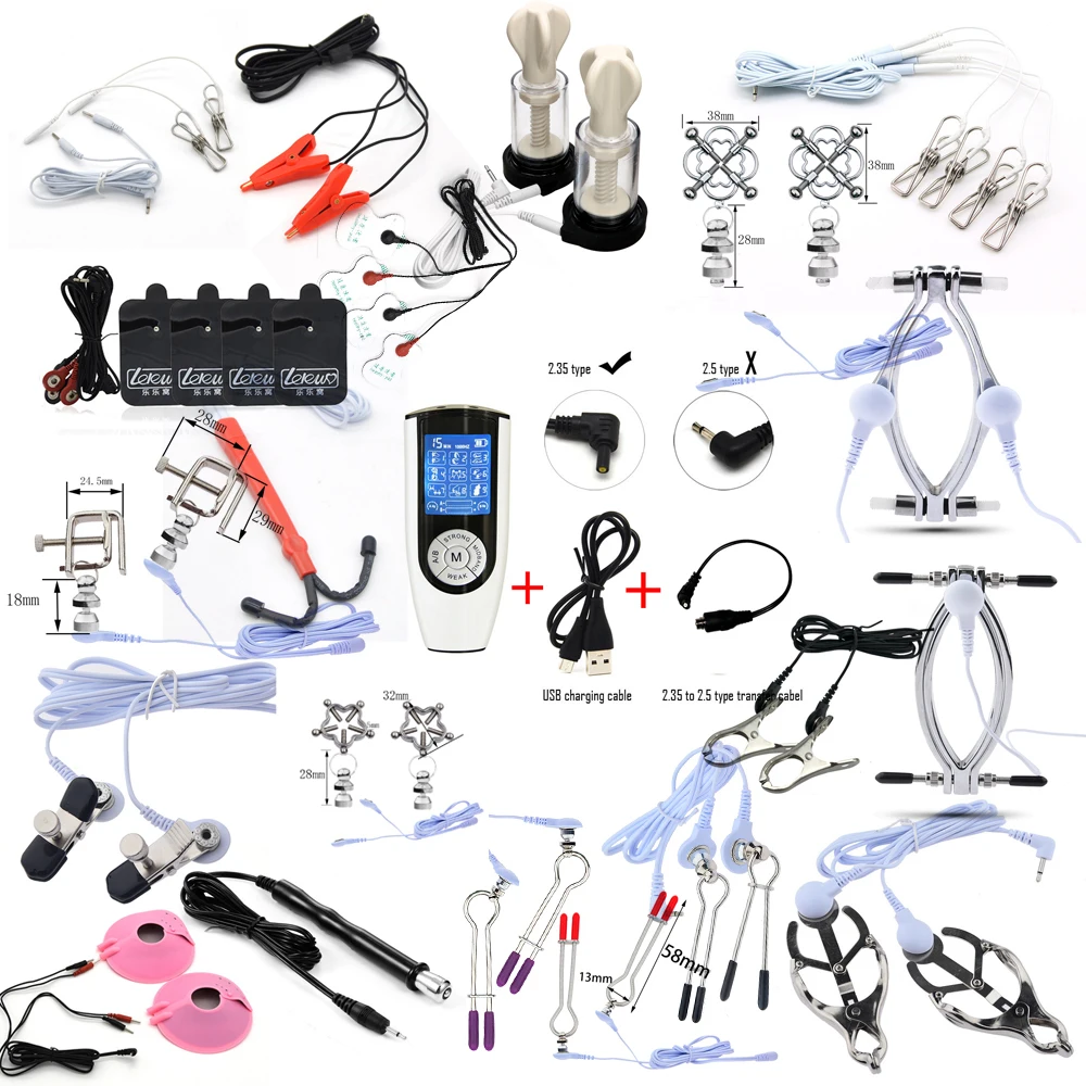 18-Adults-Electric-Shock-Nipple-Clamps-Electrical-Stimulator-Electro-Labia-Clip-Clitoris ...