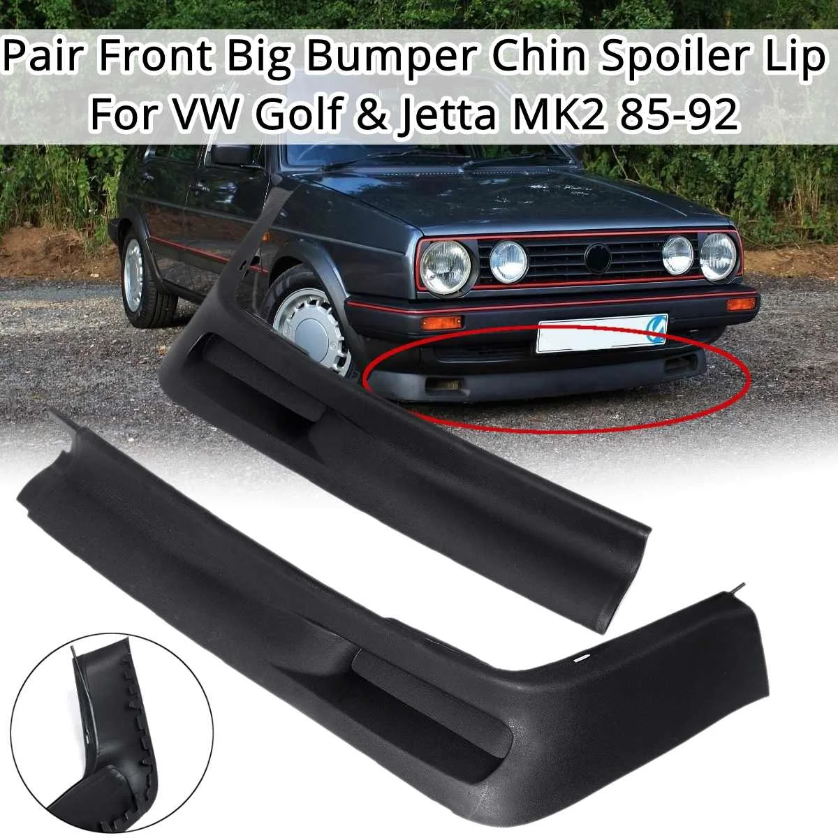 Pair Front Bumper Chin Spoiler Lip Car Valance Splitter For Vw Golf For Jetta Mk2 85-92 Auto ...