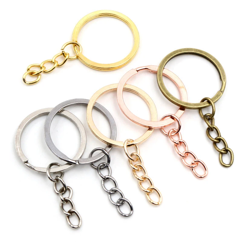 20-pcs-lot-Key-Ring-Key-Chain-6-Colors-Plated-50mm-Long-Round-Split ...