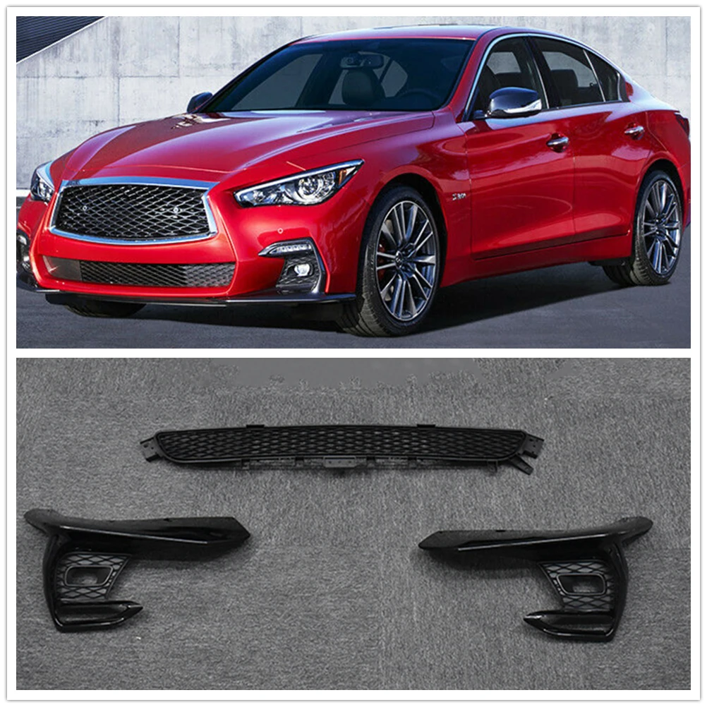 Front Lower Bumper Hood Grille Grill+Fog Light Lamp Cover Bezel Frame ...