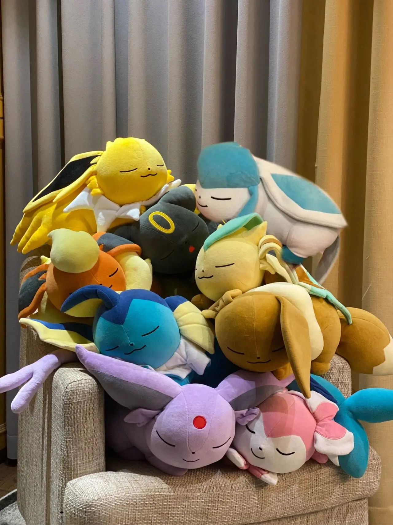 Pokemon Original Eevee Eeveelution Big Sleep Vaporeon Jolteon Espeon Umbreon Plush Toy Sylveon ...