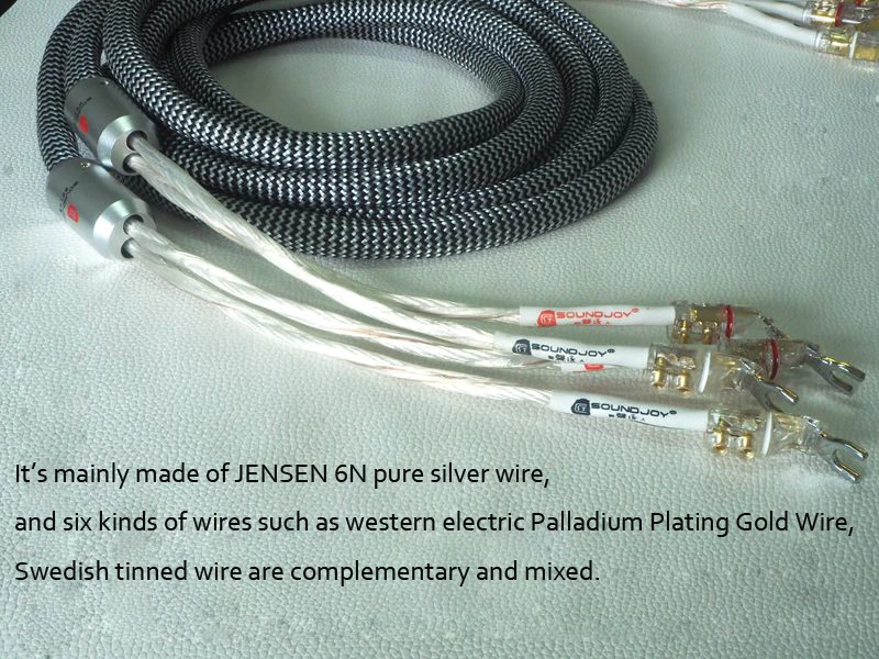 JENSEN-6N Sterling Pure Silver Speaker Cable, Áudio Hi Fi Speaker Cable ...