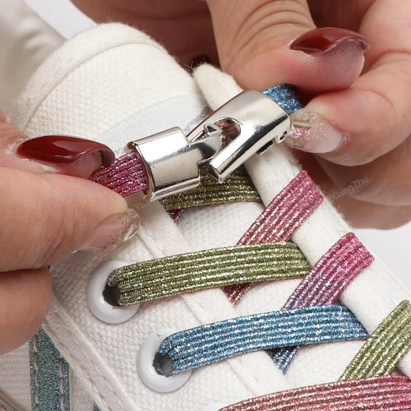 Lock Laces Tie Elastic Shoe | Color Elastic Shoelaces Lock | Rainbow ...